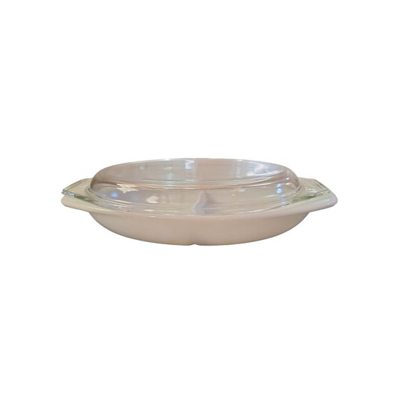 Pyrex | Dining | Vintage Pyrex White Oval Divided Covered Casserole ...